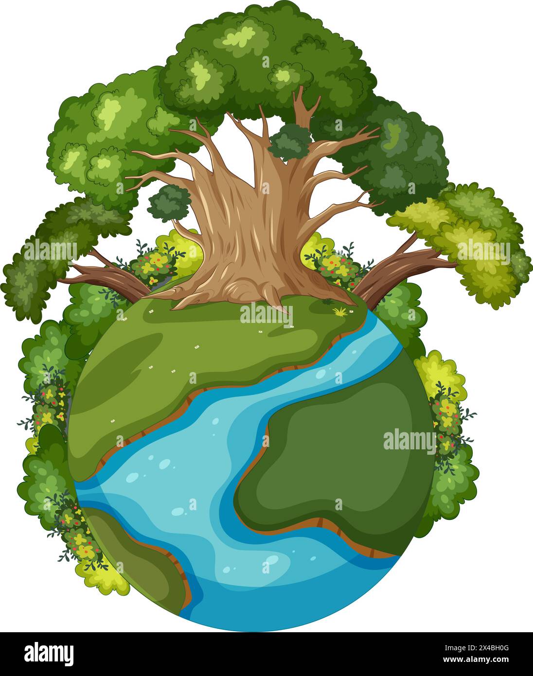 Planet earth with a tree on top Stock Vector Images - Alamy