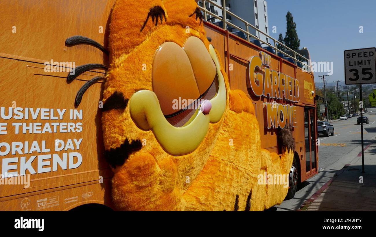 Los Angeles, California, USA 30th April 2024 The Garfield Movie Bus ...