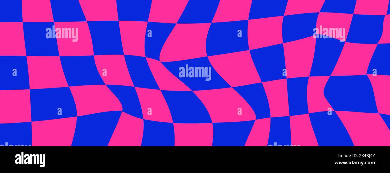 Psychedelic Checkerboard. Waves groovy background. Hippie wallpaper in ...