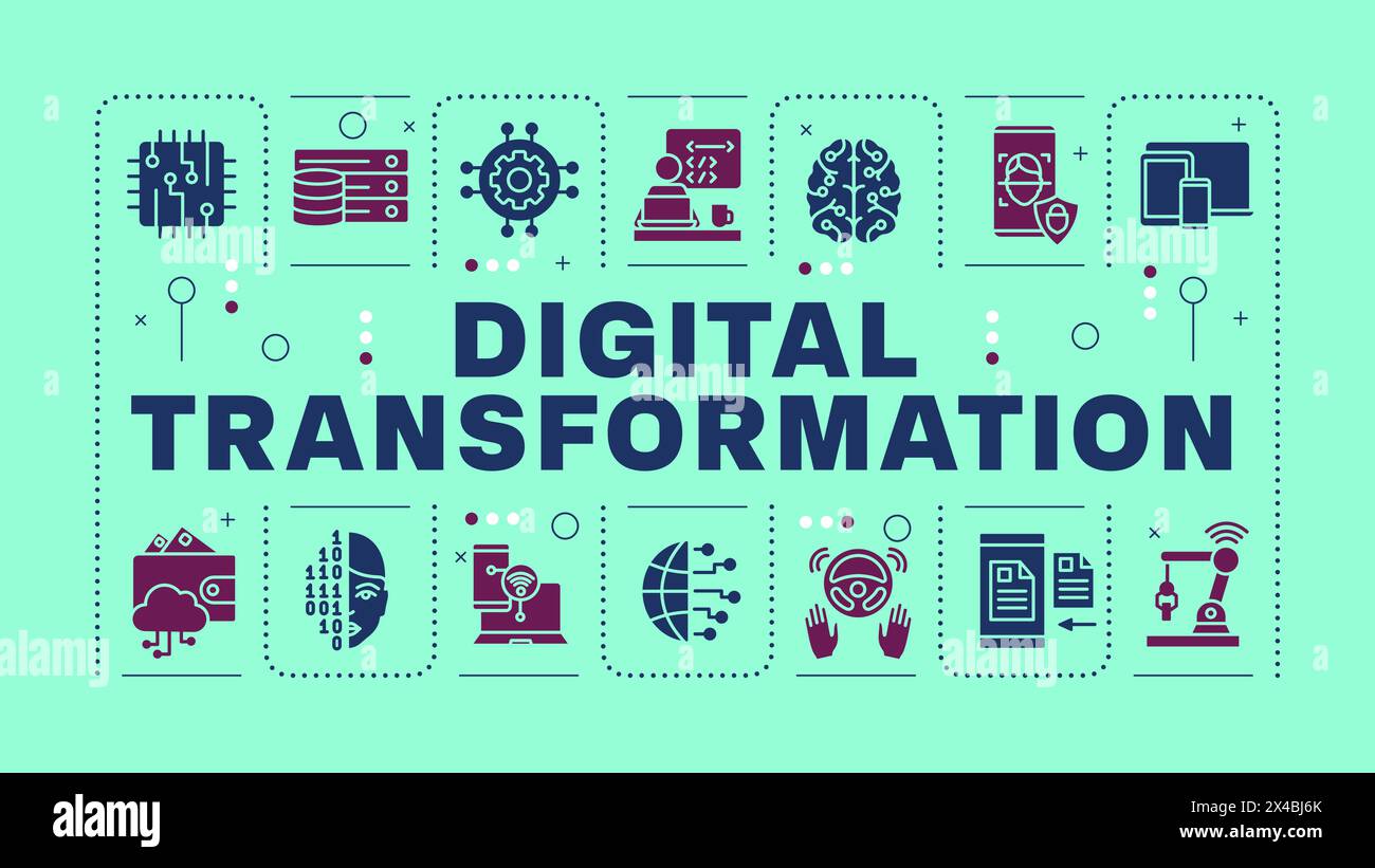 Digital transformation turquoise word concept Stock Vector Image & Art - Alamy