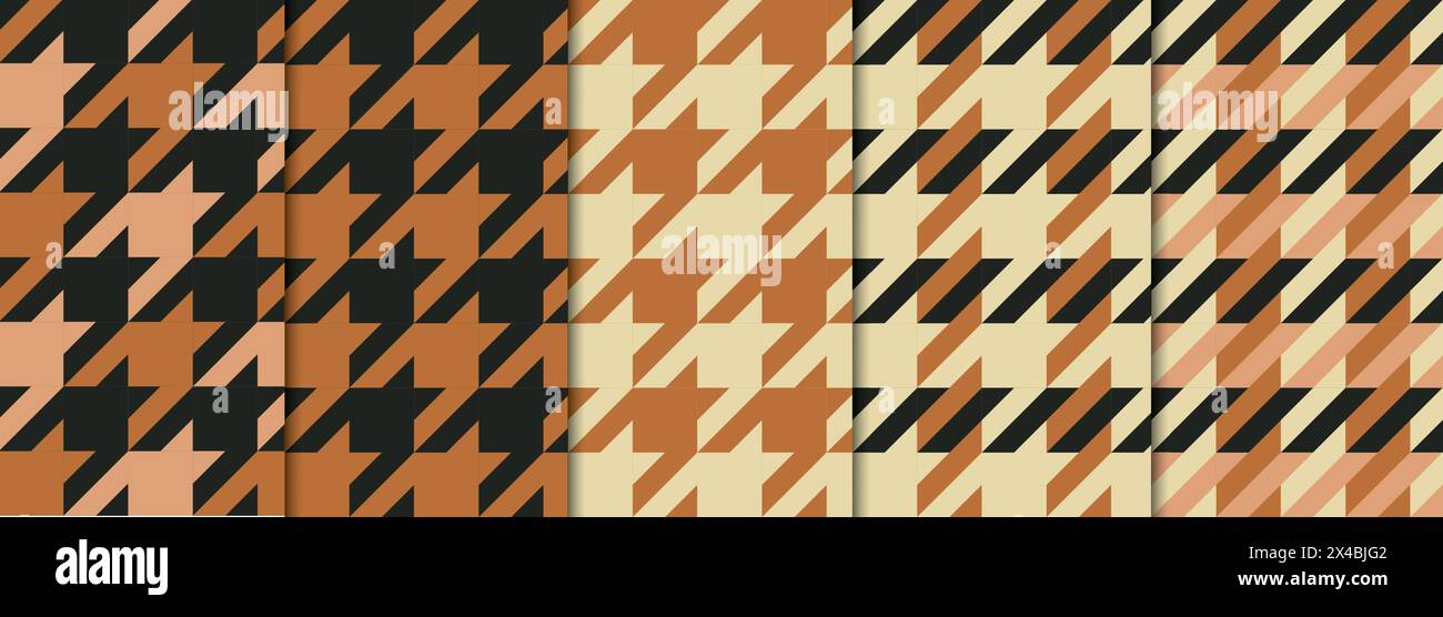 5 brown houndstooth seamless textures set Stock Vector Image & Art - Alamy
