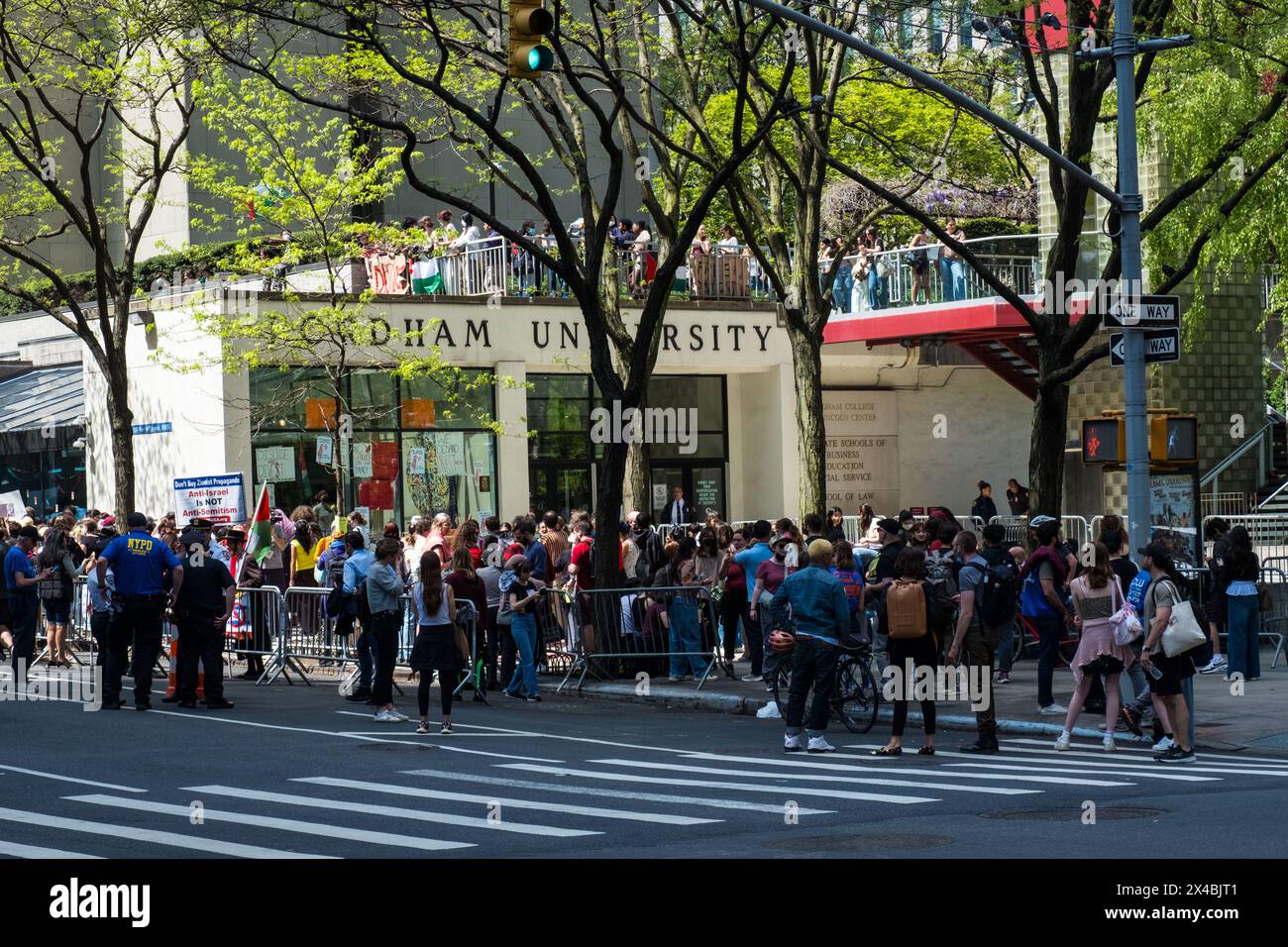 New York, United States. 01st May, 2024. Protesters outside the Fordham ...