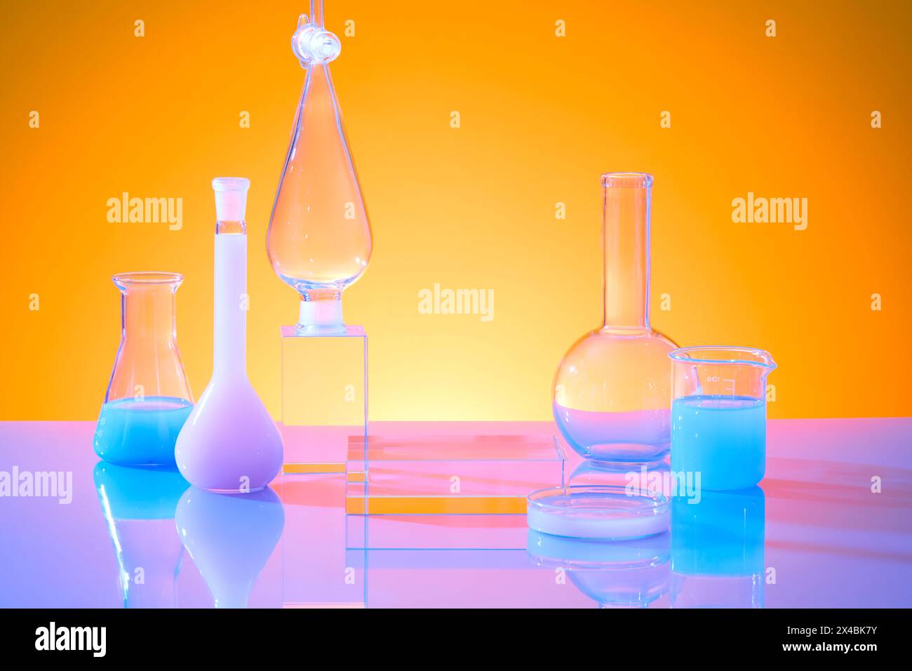 Lab theme. Science and medical background with glass equipments ...