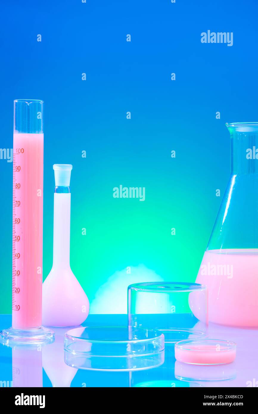 Blue gradient background with laboratory concept for advertising ...