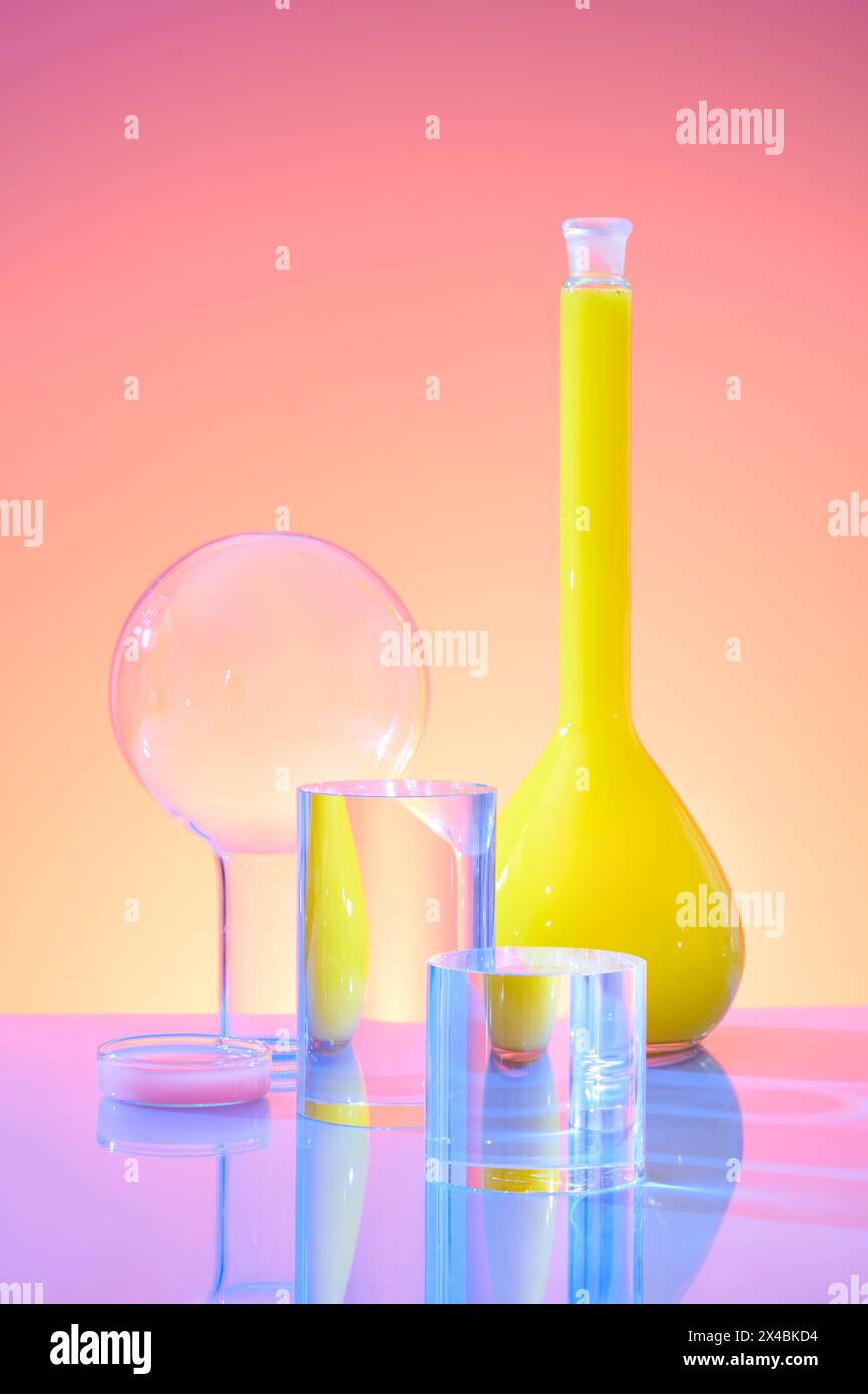 Stage showcase for cosmetics on glass pedestal modern on gradient ...