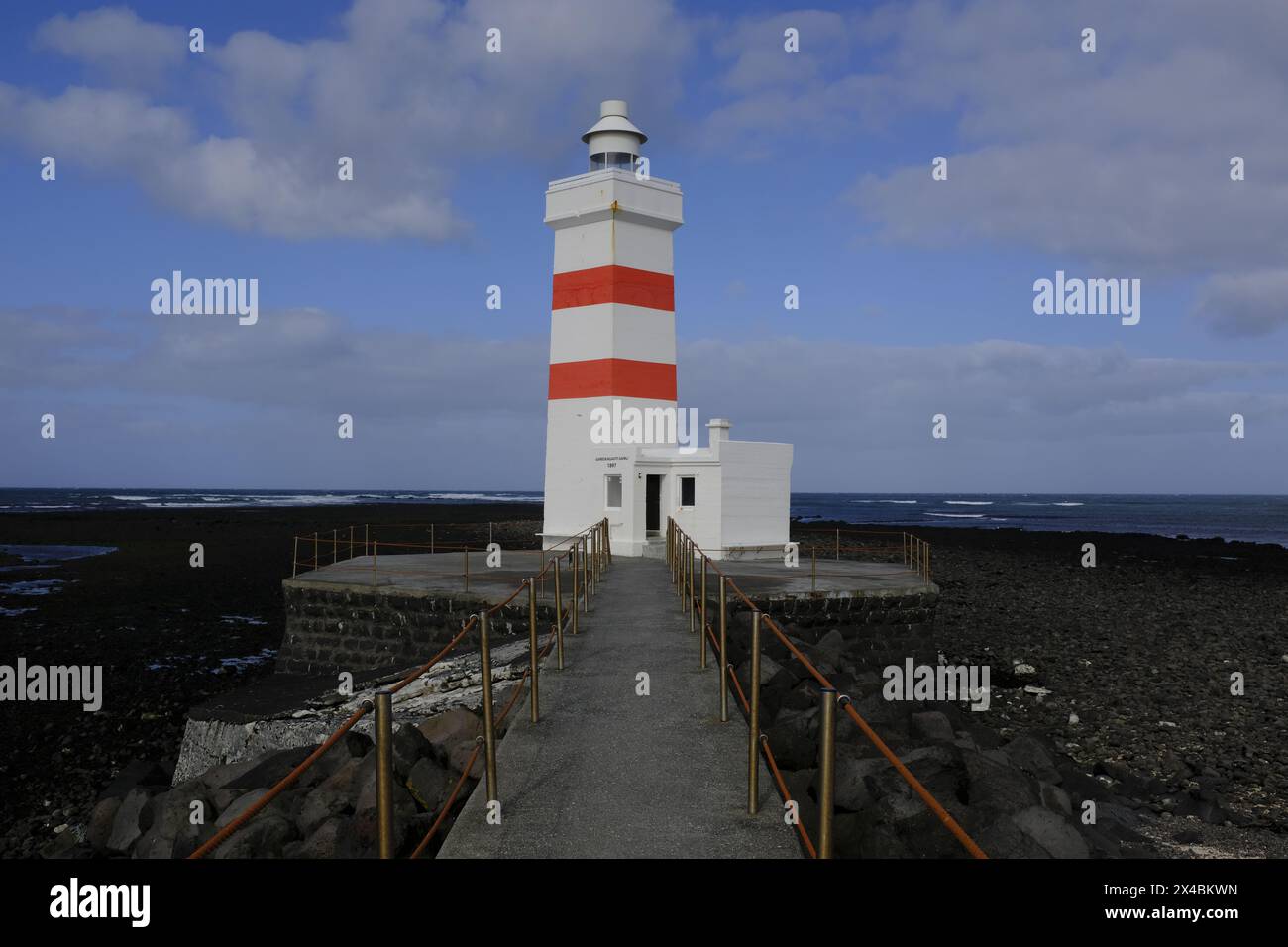 The old lighthouse in Gardur at Reykjanes Peninsula Iceland Stock Photo ...