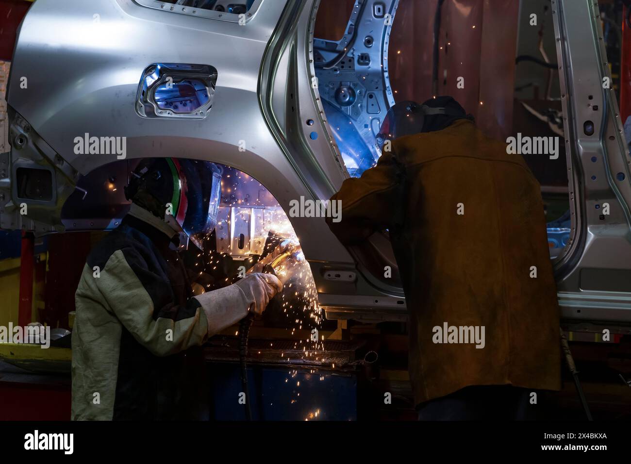 Industrial production of cars automobiles. Plant for assembling modern ...