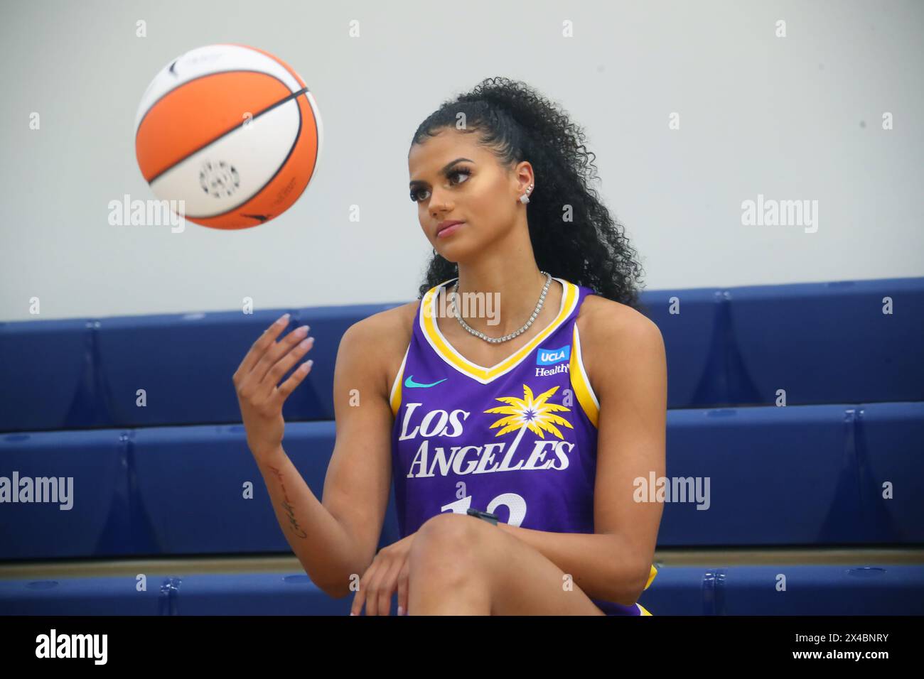 Los angeles sparks guard rae burrell 12 poses media day hi-res stock ...