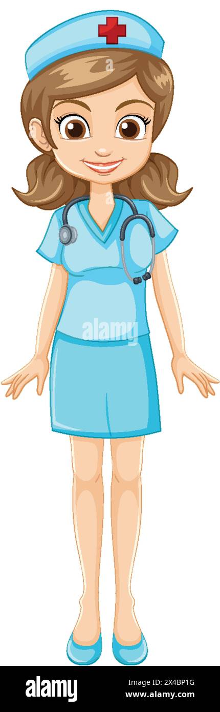 Standing female nurse blue Stock Vector Images - Alamy
