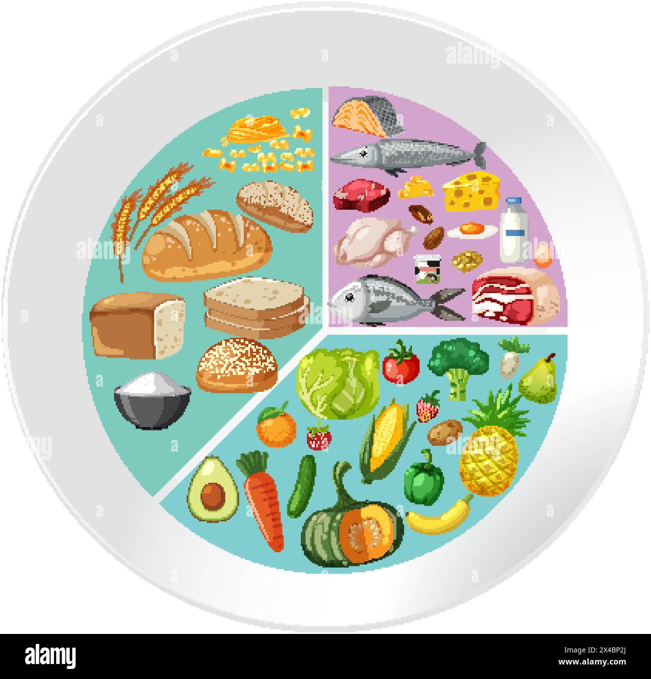 Illustration of various food groups in vibrant colors Stock Vector ...