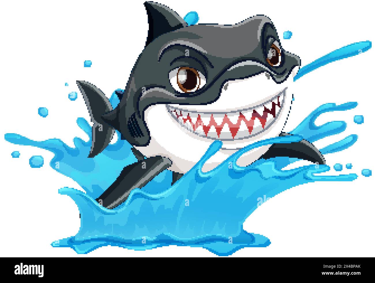 Vector illustration of a happy shark splashing water Stock Vector Image ...
