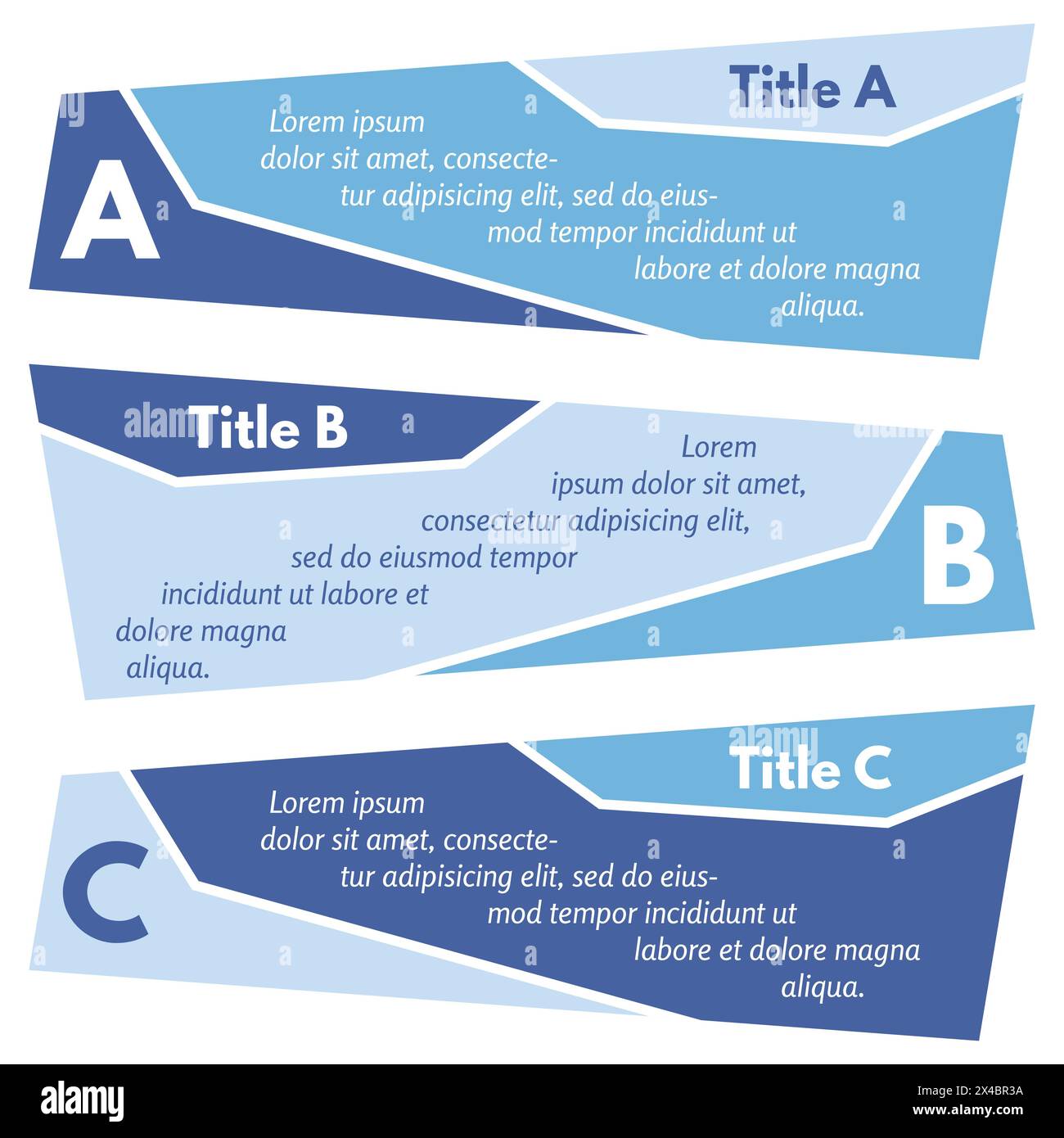 Set of three horizontal colorful options banners. Step by step ...