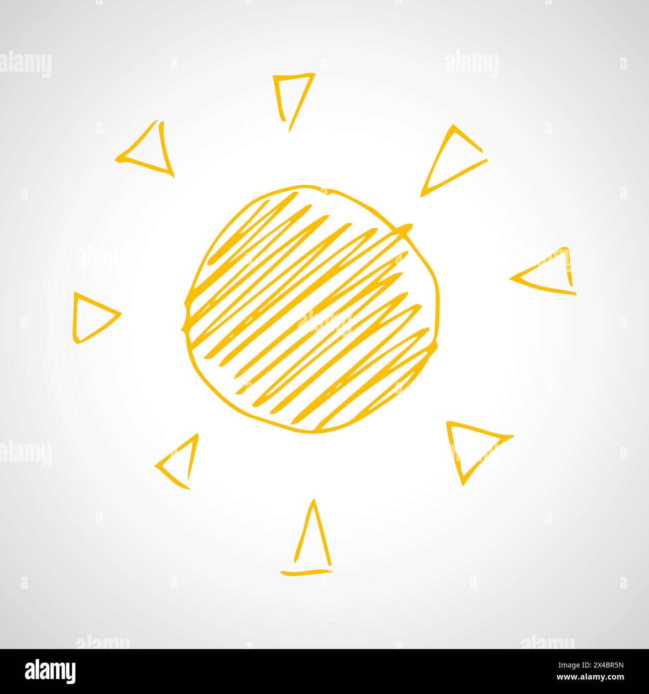 Hand drawn sun. Simple sketch sun. Solar symbol. Yellow doodle isolated ...