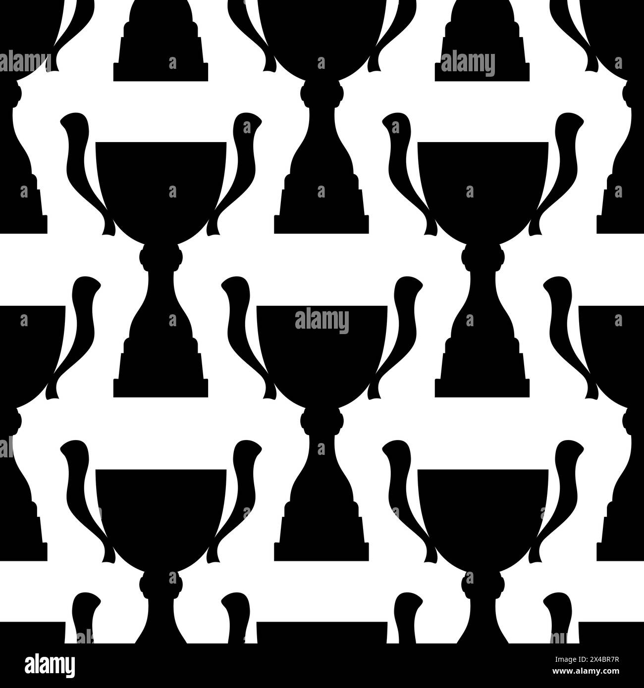 Winner trophy cup seamless pattern. Black simple silhouette texture ...