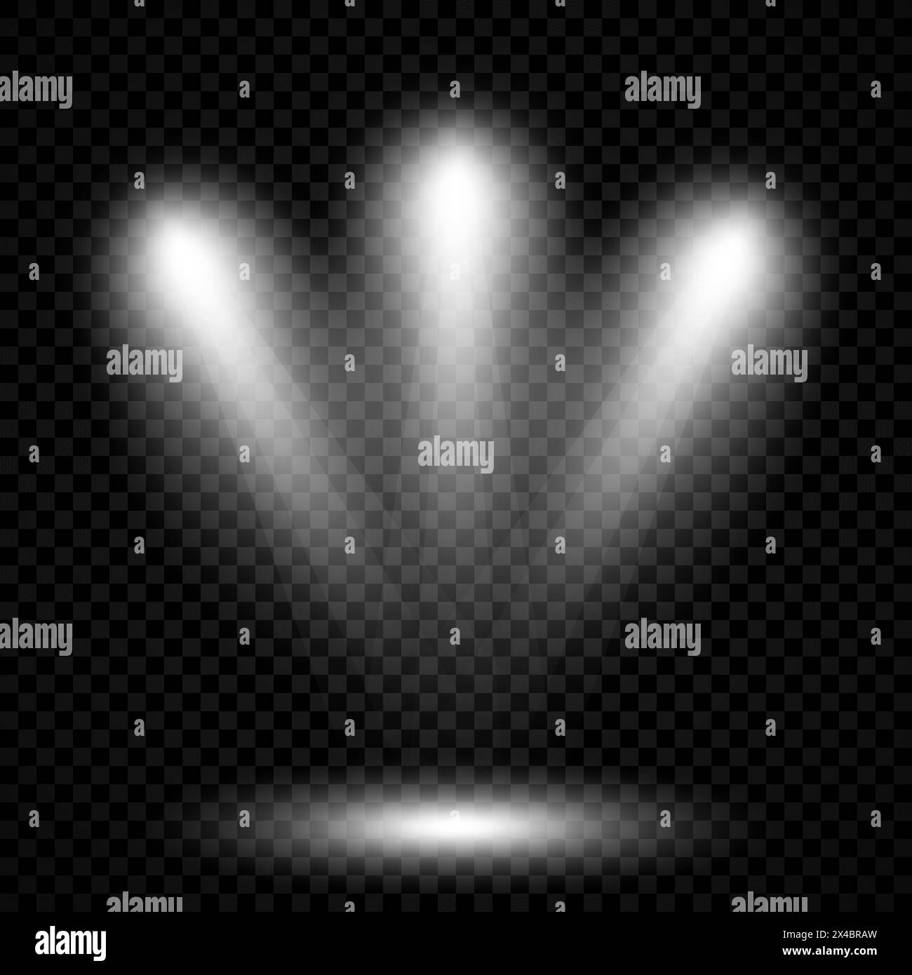 Cold white lighting with three spotlights. Scene illumination effects ...