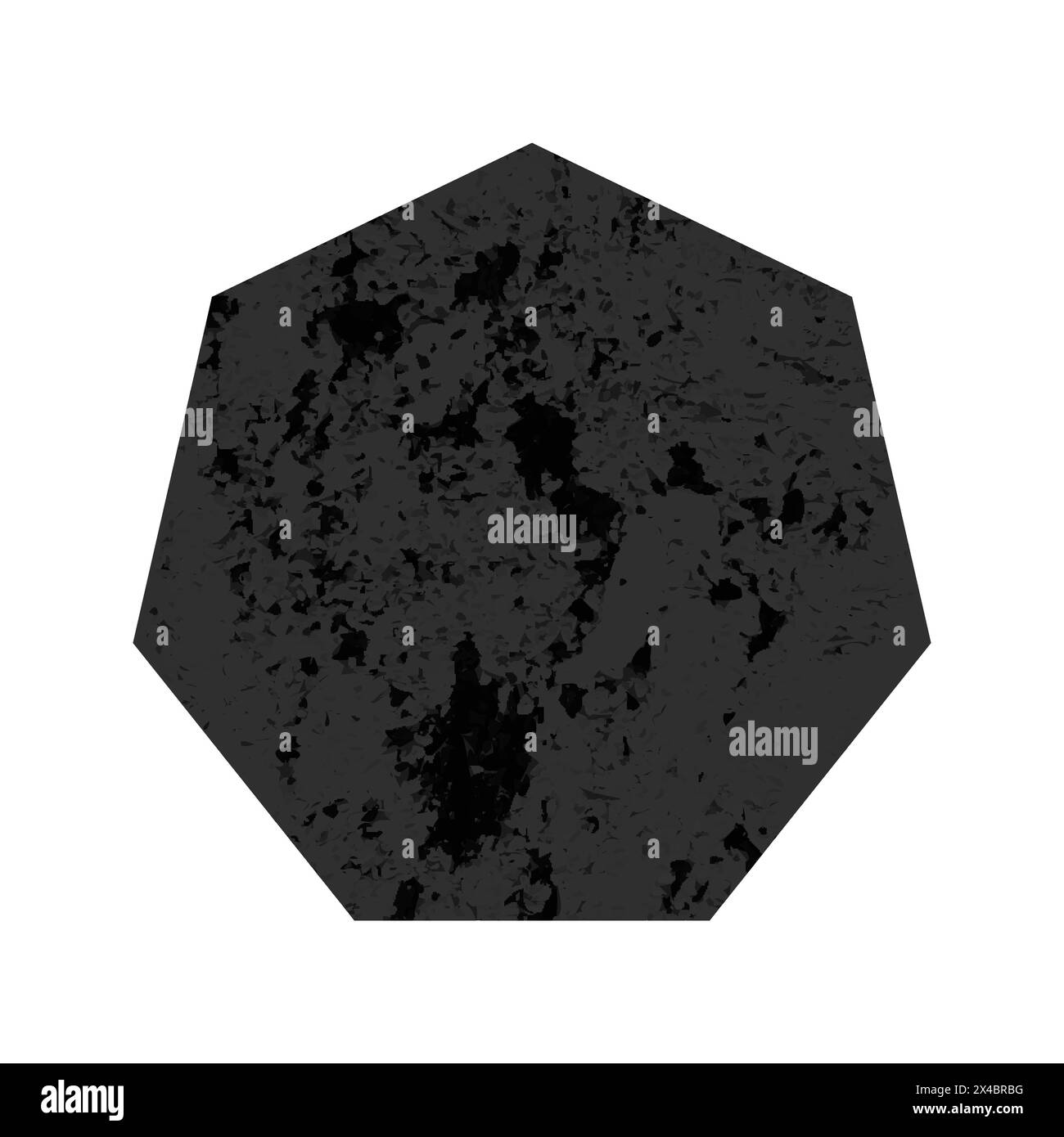 Scratched heptagon. Dark figure with distressed grunge texture isolated ...