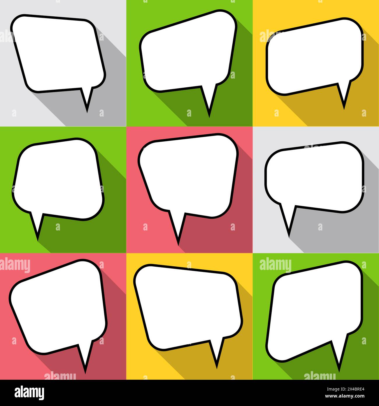 Set of nine cartoon comic balloon speech bubbles in flat style ...