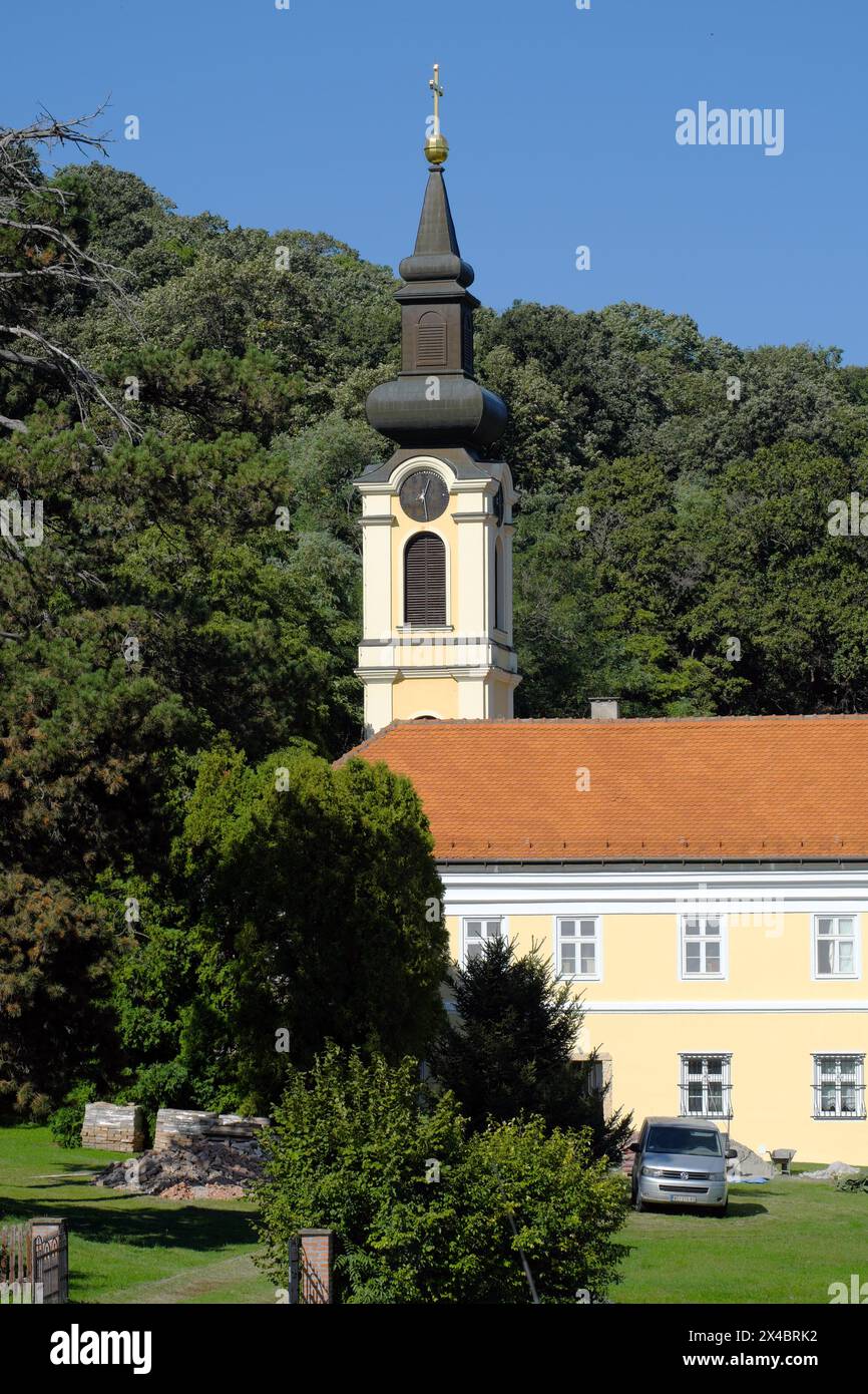 bell tower of Novo Hopovo Serbian Orthodox monastery on the Fruska Gora ...