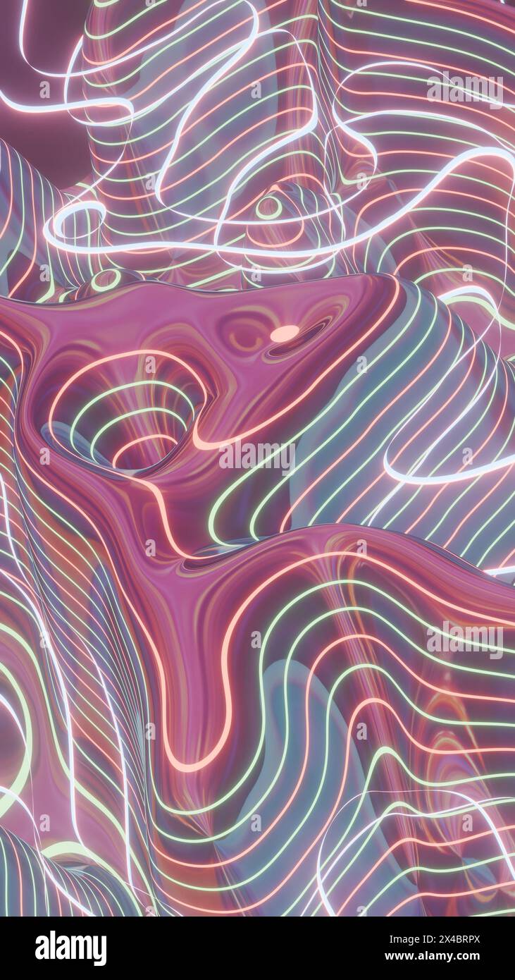 Neon Topography: A Luminous Journey Through Abstract Terrain Stock ...
