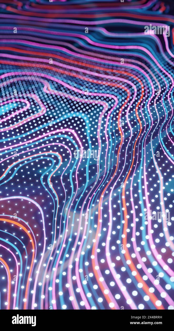 Digital Waves: The Hypnotic Flow of Pixelated Ribbons Stock Photo - Alamy