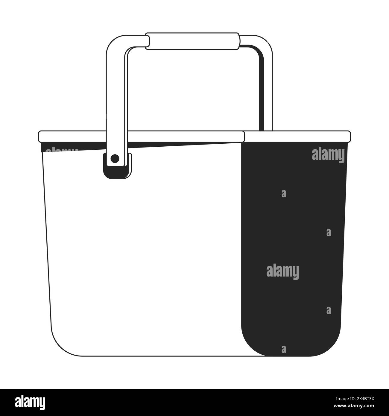 Bucket with handle black and white 2D line cartoon object Stock Vector ...