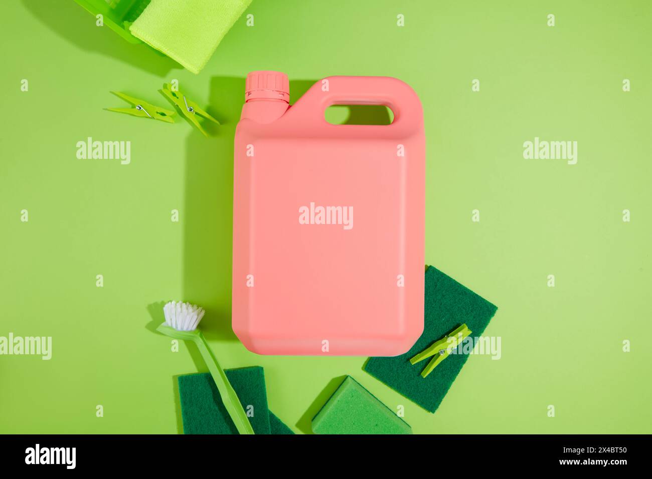 Cleanliness concept with different items decorated on a green ...