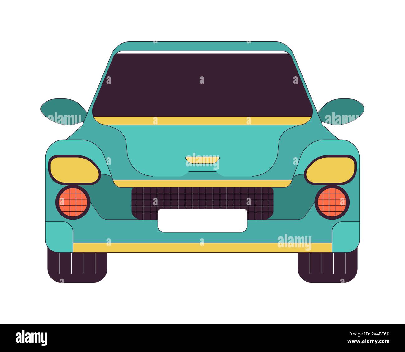 Car model front view 2D linear cartoon object Stock Vector Image & Art ...