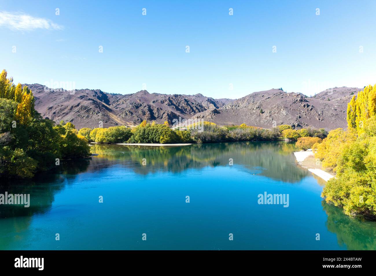 River Clutha from Alexandra Truss Arch Bridge in autumn, Alexandra ...