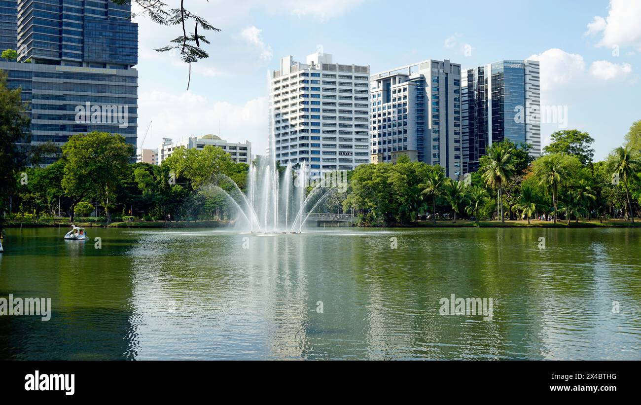 bangkok skyline with skyscpers from lumpini oark Stock Photo - Alamy