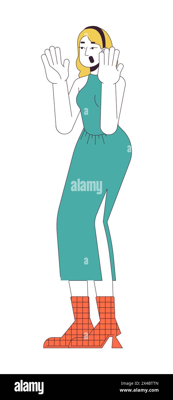 Amazed caucasian woman 2D linear cartoon character Stock Vector Image ...