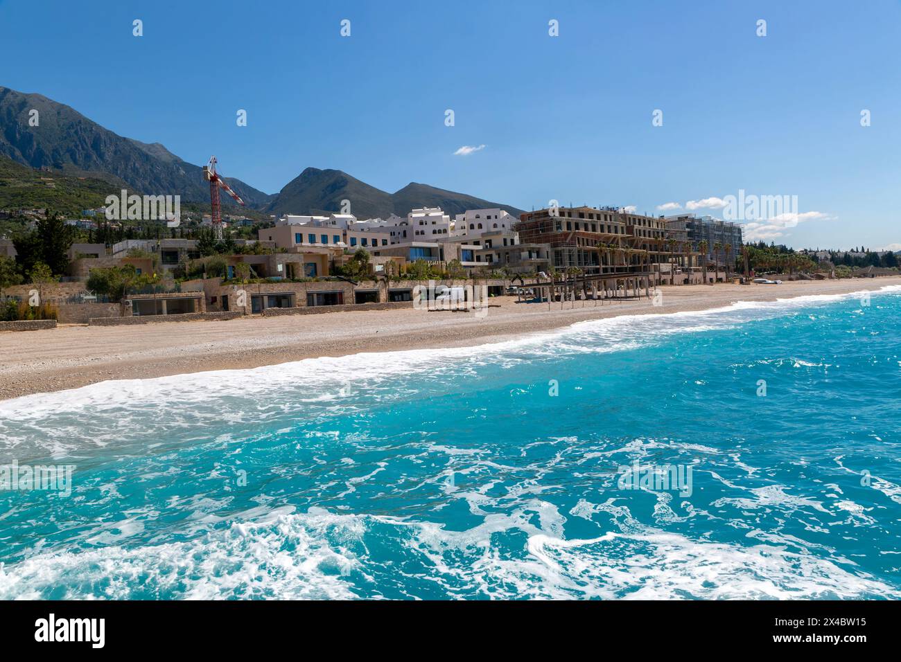 Tourist development construction building work, Drymades beach, Dhermi ...