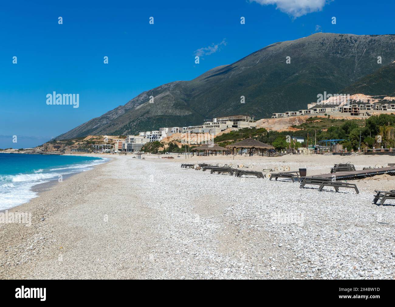 Tourist development construction building work, Drymades beach, Dhermi ...