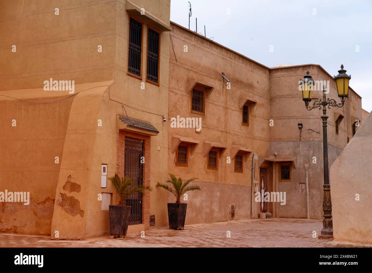 old fortress wall with window, Authentic details traditional Moroccan ...