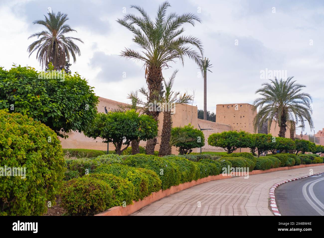 old fortress wall with gate, Authentic details traditional Moroccan ...