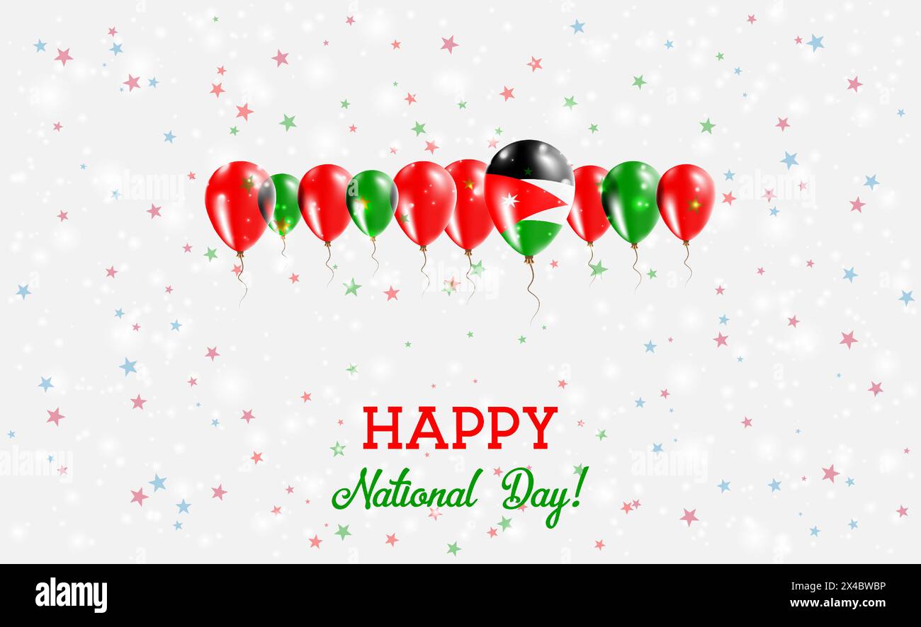 Jordan Independence Day Sparkling Patriotic Poster. Row of Balloons in ...