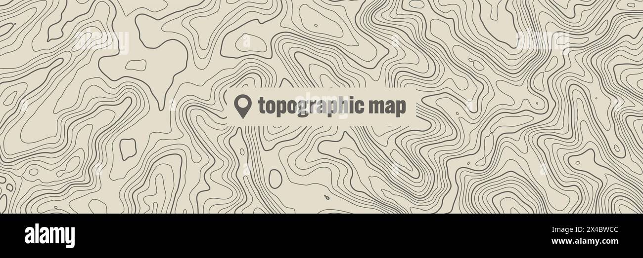 Topographic map with contour lines. Geographic terrain grid, relief ...