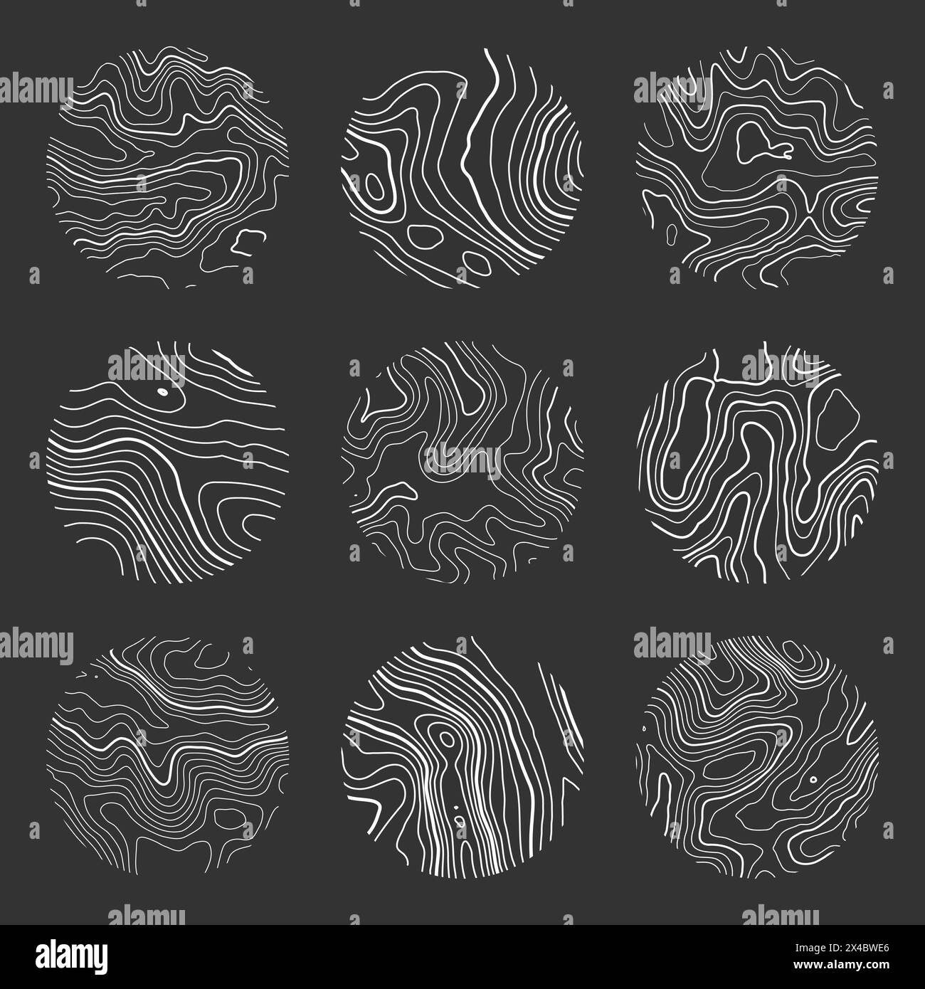 Topographic map with contour lines. Geographic terrain grid, relief ...
