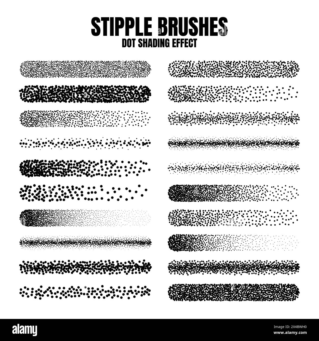 Stipple scatter brush, ink drawing and texturing. Fading gradient ...