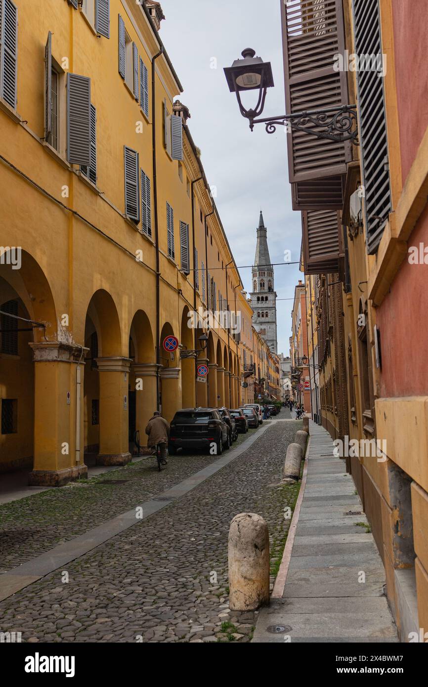 Cesare Battisti Street in Modena, Ancient Buildings with Colourful ...