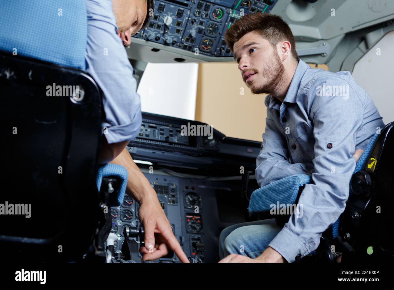 cockpit training for young pilot Stock Photo - Alamy