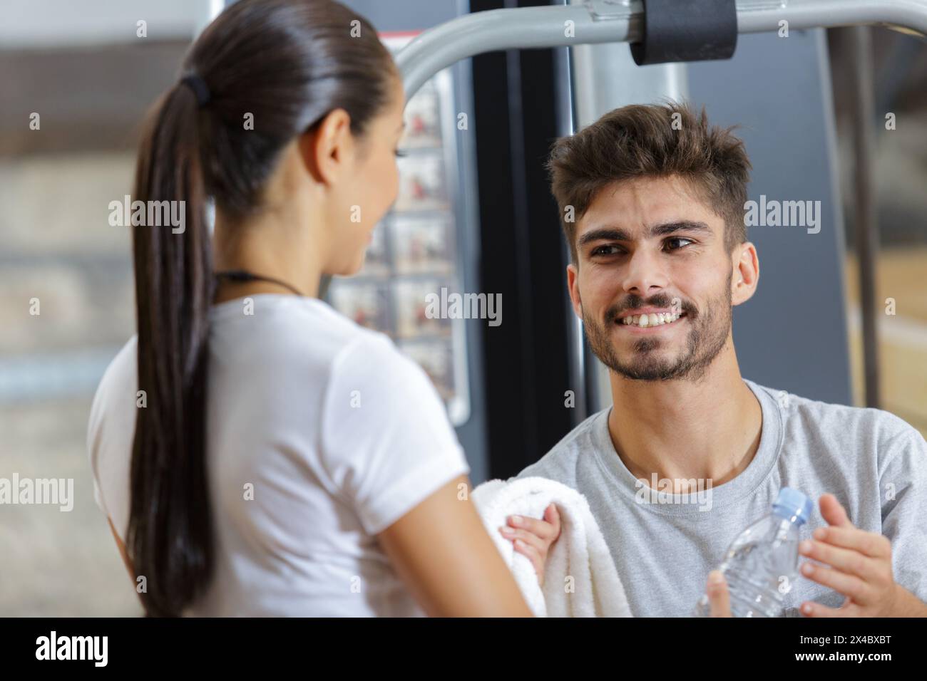 picture of attractive man and beautiful woman in conversation Stock ...