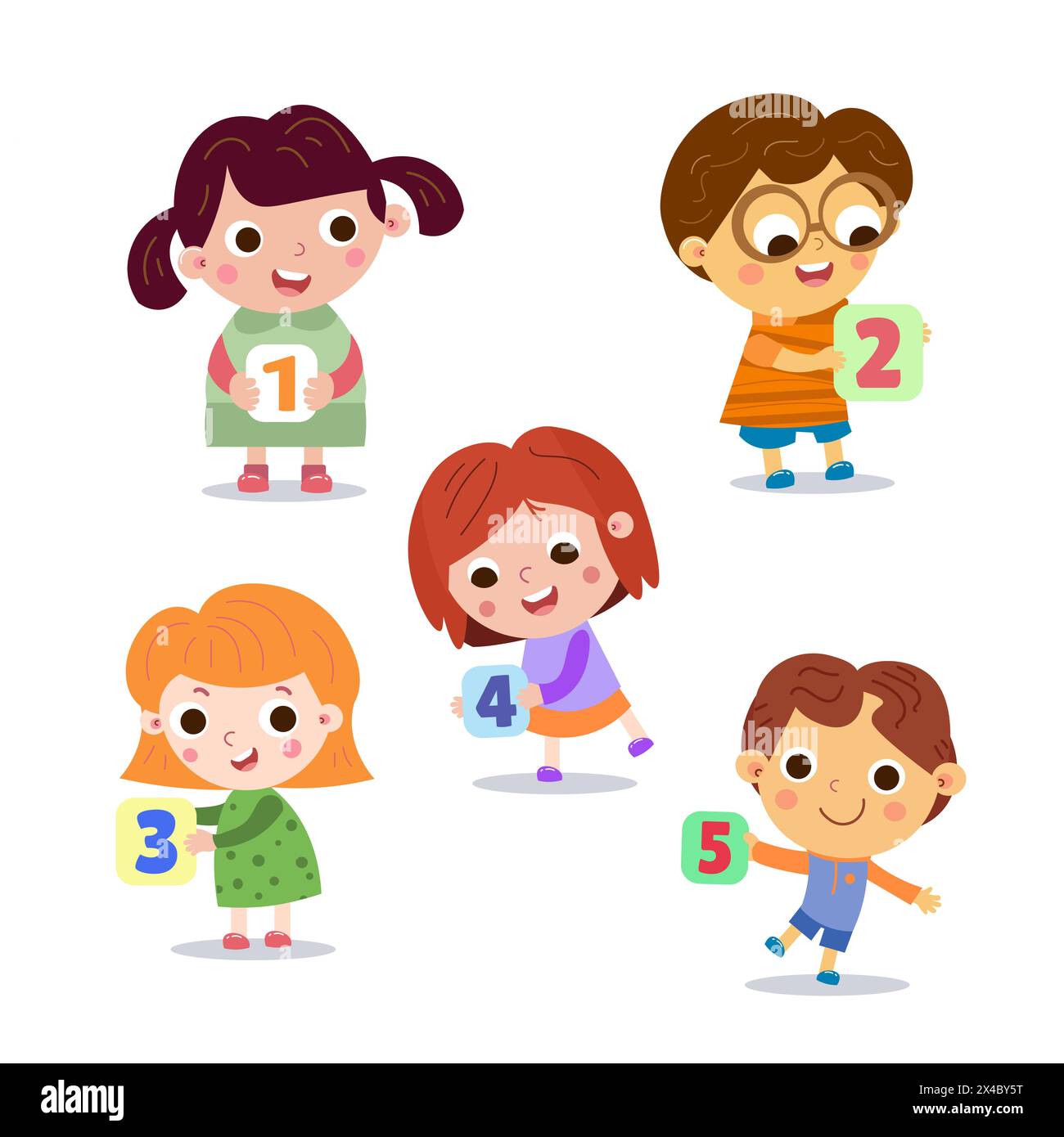 Cartoon Numbers For Kids Vector Illustration Of Kids Learning Math