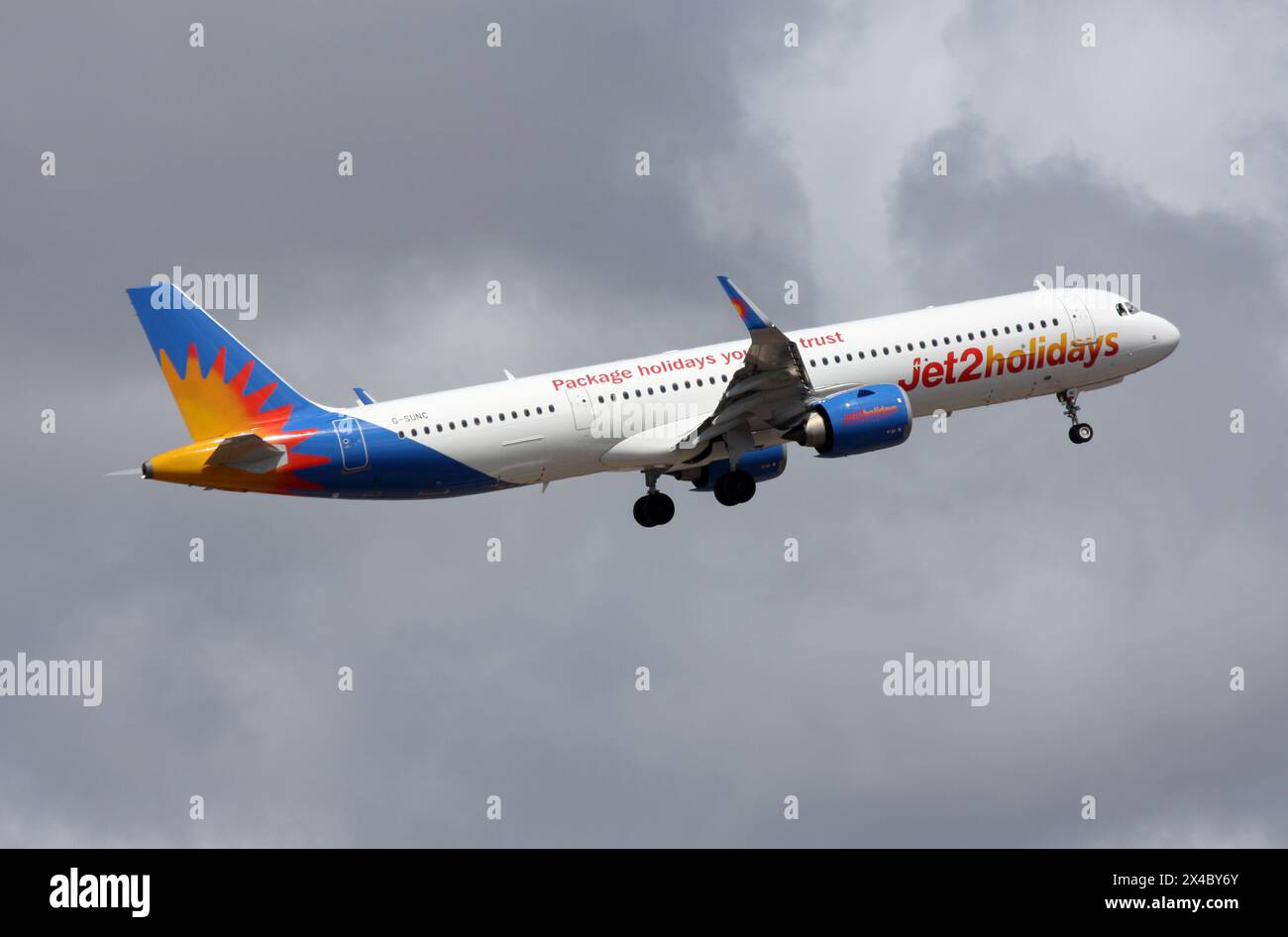 An Airbus A321Neo of Jet2 Holidays departing Lanzarote Arrecife Airport ...