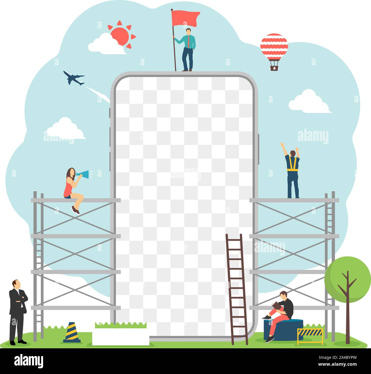 Vector illustration with smartphone motif (design space on smartphone ...