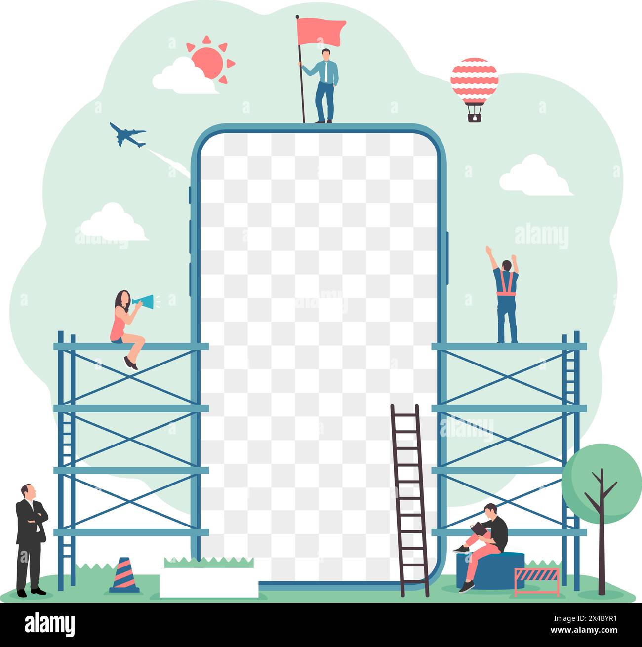 Vector illustration with smartphone motif (design space on smartphone ...