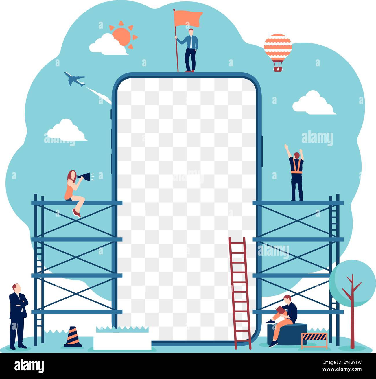 Vector illustration with smartphone motif (design space on smartphone ...