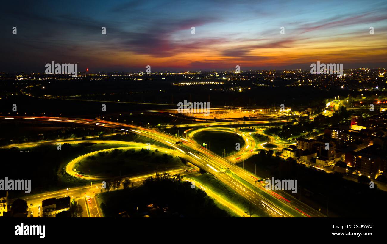 Aerial night footage busy highway hi-res stock photography and images - Alamy