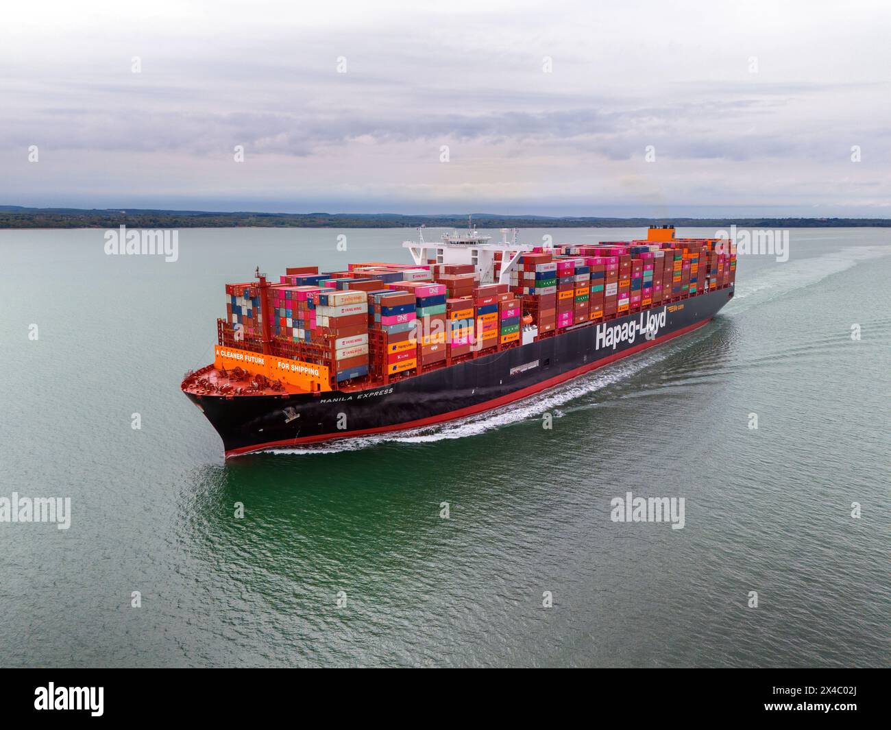 Aerial view of the Ultra Large container carrier Manila Express (Hapag ...