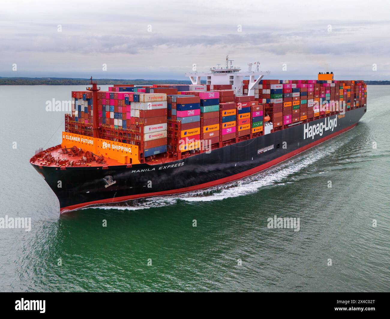 Aerial view of the Ultra Large container carrier Manila Express (Hapag ...