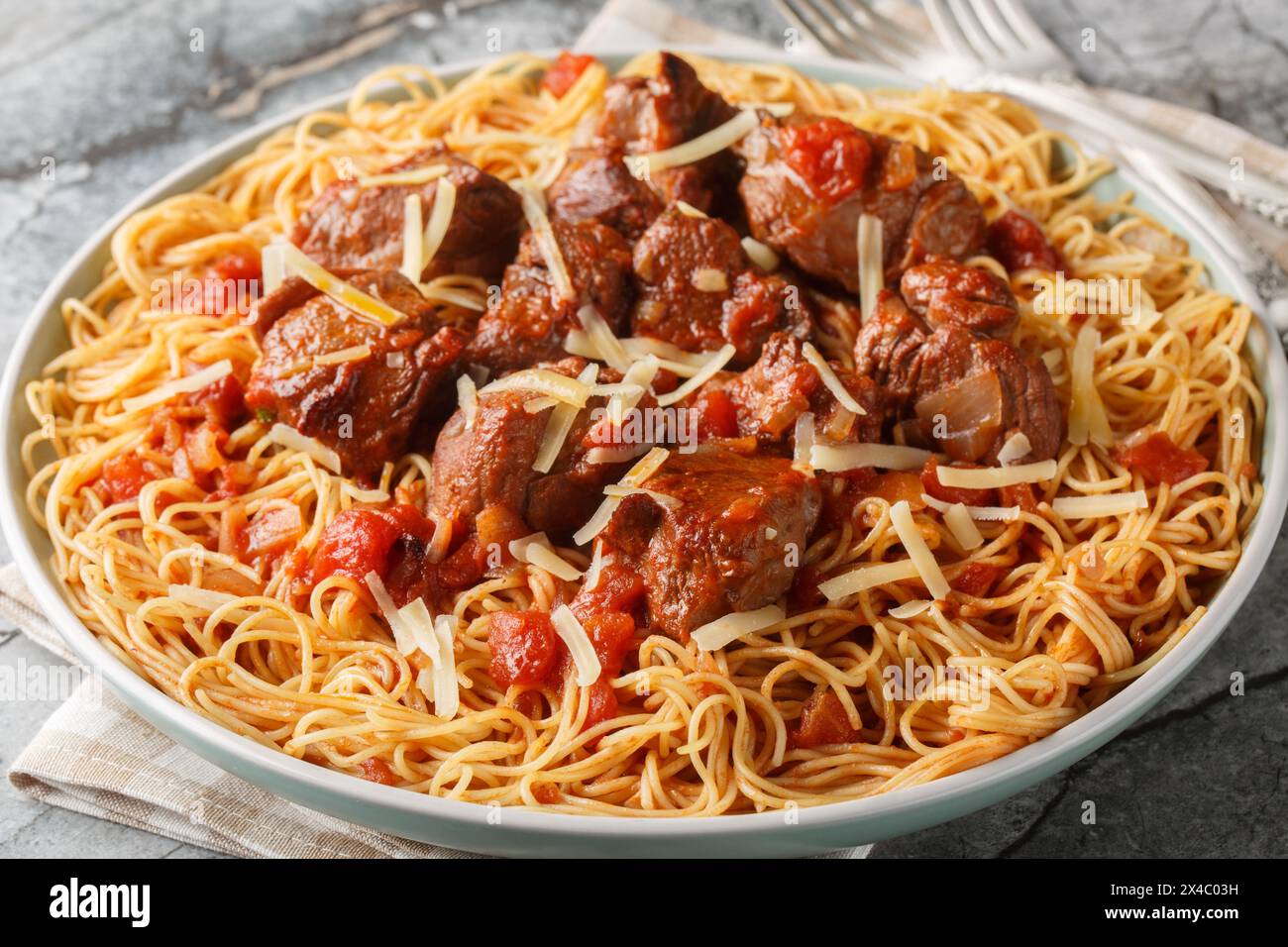 Moshari Kokkinisto or Tas Kebap Greek Veal Stew in a Tomato Sauce with ...
